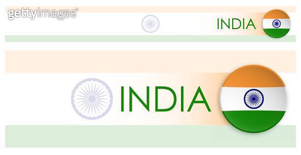 India flag horizontal web banner in modern neomorphism style. Webpage ...