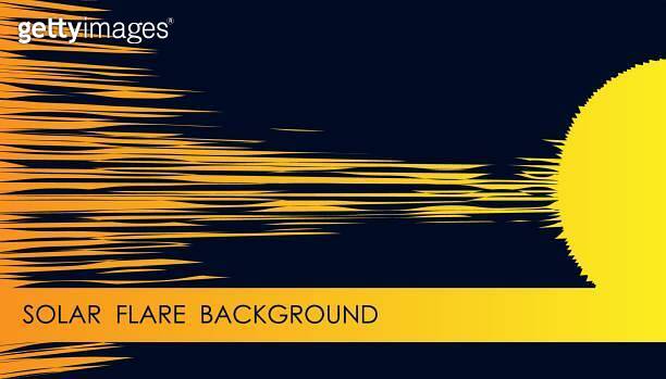 Horizontal solar flare abstract background with sun radiation ray ...