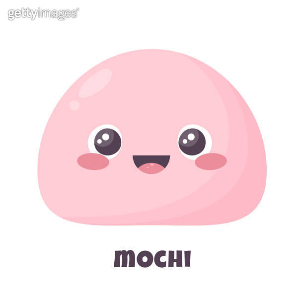 Cute kawaii mochi rice cake character. Japanese sweet rice cake cartoon ...