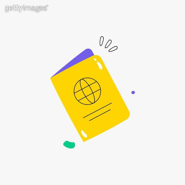 Yellow Passport Icon In Flat Vector Illustration Symbolizing Travel ...