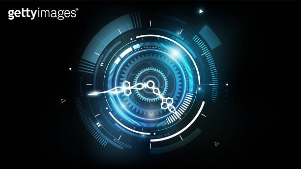 Abstract Futuristic Technology Background with Clock concept and Time ...