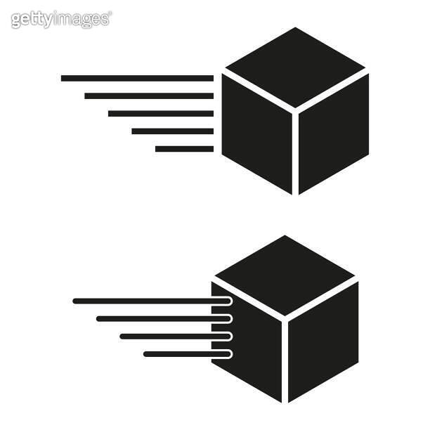 Fast delivery icons. Speedy shipping symbols. Black and white vector ...