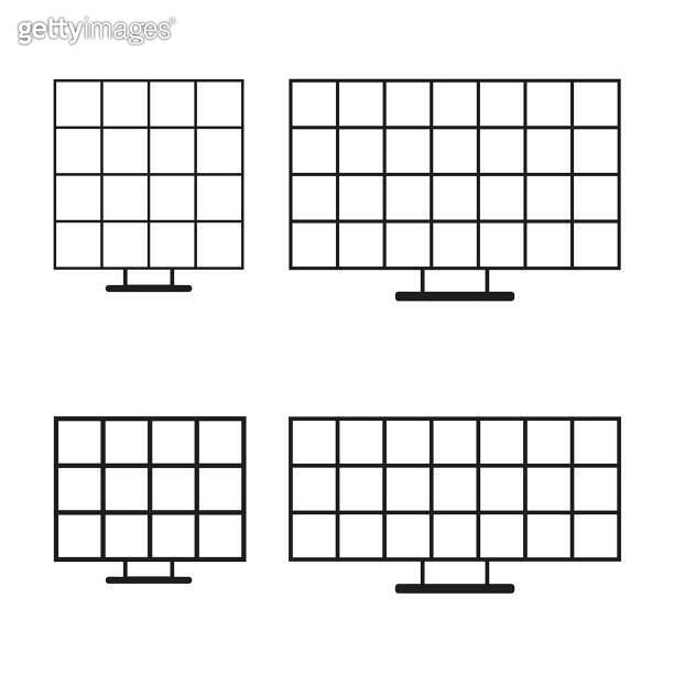 Grid monitor icons. Square and rectangular screens. Minimalist display ...