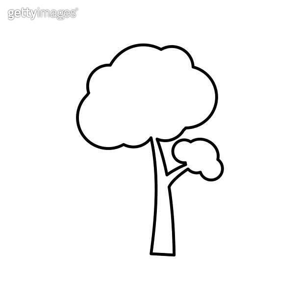 Simple tree outline. Natural environment symbol. Minimalistic plant ...