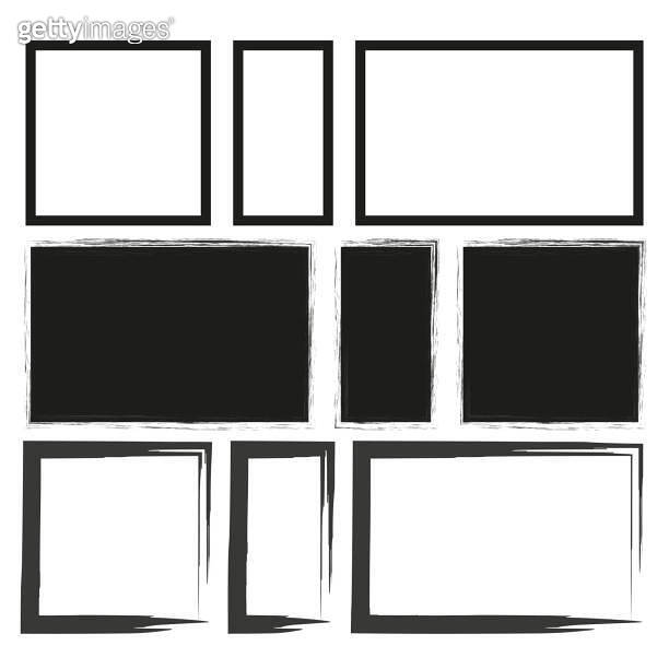 Distressed square frames set. Grunge style borders. Artistic rectangle ...