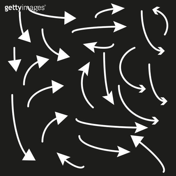 Arrow vector collection. Multiple white arrows. Curved and straight ...