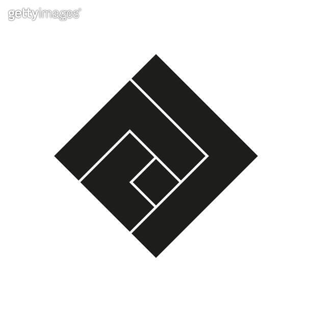 Abstract geometric design. Interlocking squares. Black and white ...