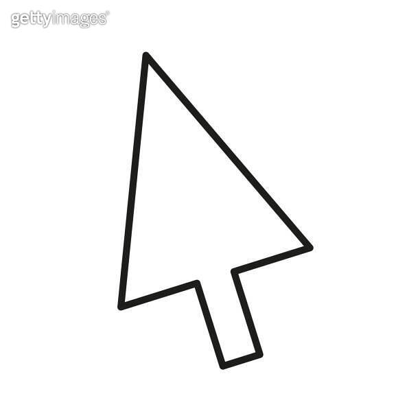 Arrow cursor icon. Simple outline vector. Black pointer illustration ...