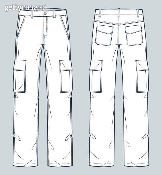 Cargo Pants technical fashion Illustration. Pants fashion flat ...