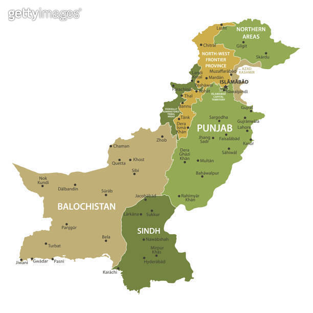 Pakistan Map. Vector colored map of Pakistan 이미지 (2151282048) - 게티이미지뱅크