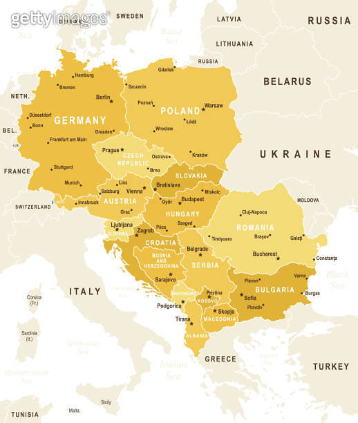 Central Europe Map. Vector colored map of Central Europe (2151192998 ...