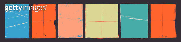 Colorful grunge square and rectangle frames with creases. Rectangle ...