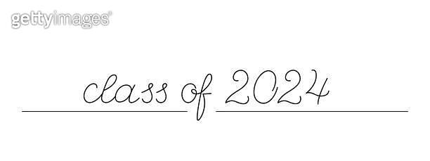 Class of 2024 continuous line drawing, black line vector illustration ...