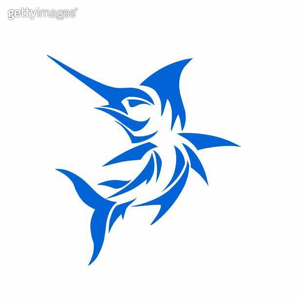 tribal art design blue marlin fish 이미지 (2022658878) - 게티이미지뱅크