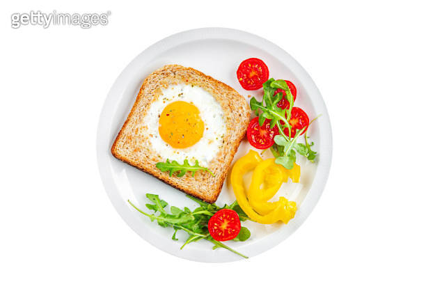 fried egg bread toast scrambled yolk protein delicious breakfast hearty food fresh delicious ...