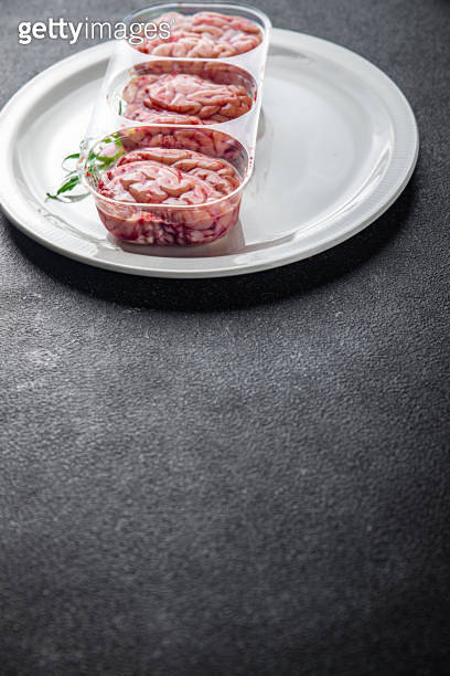 pork brains raw edible offal meat fresh food eating cooking appetizer ...