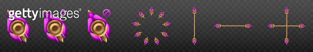 Gold and Pink Themed Custom Gaming Mouse Cursor Icons Set for Game UI ...