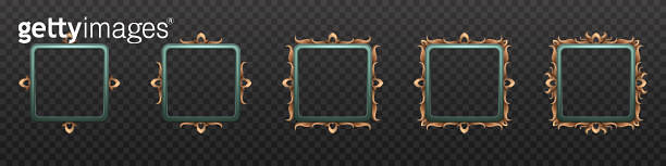 Metallic Vintage Style Game avatar Frames with Gold Border for Game UI ...