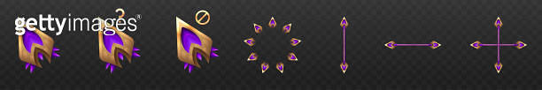 Fantasy Gold and Purple Custom Gaming Mouse Cursor Icons Set for Game ...