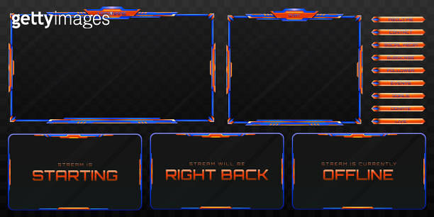 Futuristic Live Stream Overlay Webcam Screen Frame and Stream Alert GUI ...