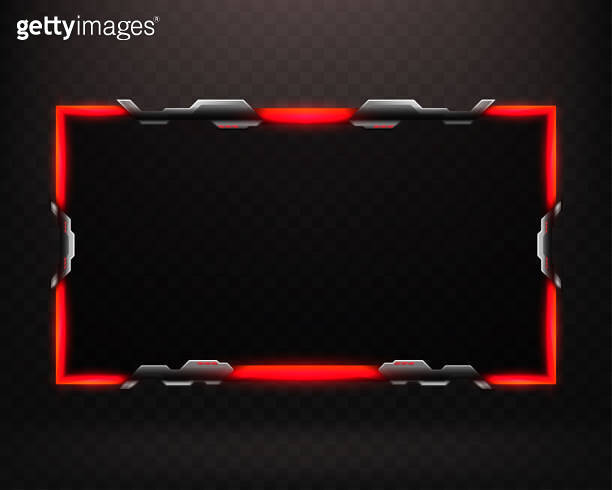 Red Neon Glowing Border Stream Overlay Webcam Screen Panel Frame for ...