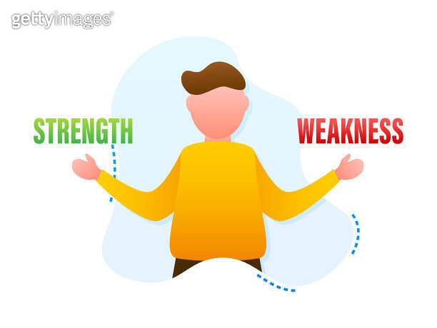 Personal Strengths and Weaknesses Concept, Vector Illustration of a Man ...