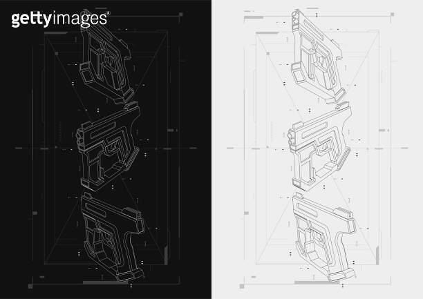Vector Sub Machine Gun HUD Design Vector Illustration. Weapon design ...