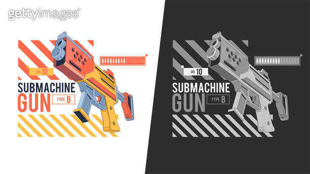 Vector Sub Machine Gun HUD Design Vector Illustration. Weapon design ...