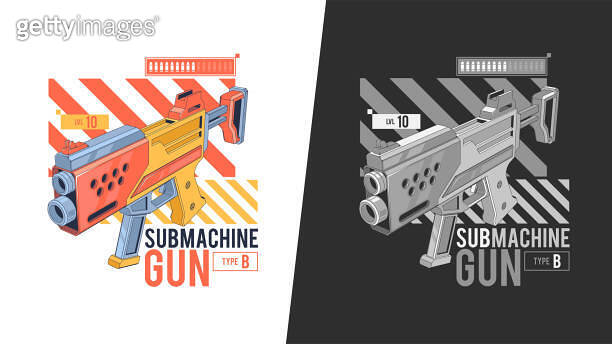 Vector Sub Machine Gun HUD Design Vector Illustration. Weapon design ...