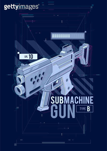 Vector Sub Machine Gun HUD Design Vector Illustration. Weapon design ...
