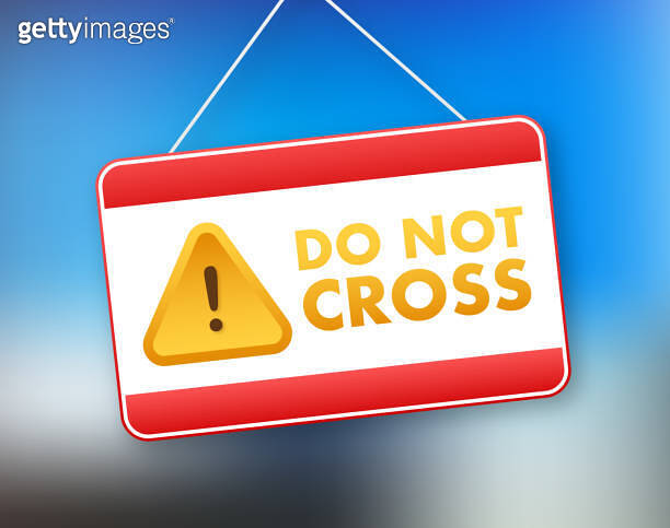 Vibrant Red and Yellow Do Not Cross Sign, Exclamation Caution Symbol on ...