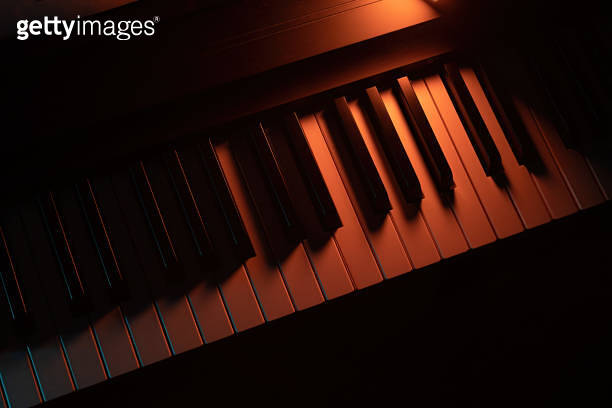 Keys of a keyboard instrument (piano, grand piano, synthesizer) with ...