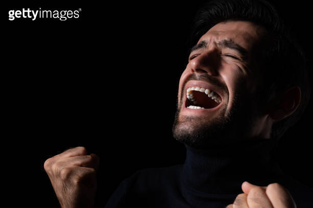 Sadness Young hopeless man screaming and shouting Frustrated handsome ...