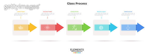 Progress bar with arrows behind square translucent elements placed in ...