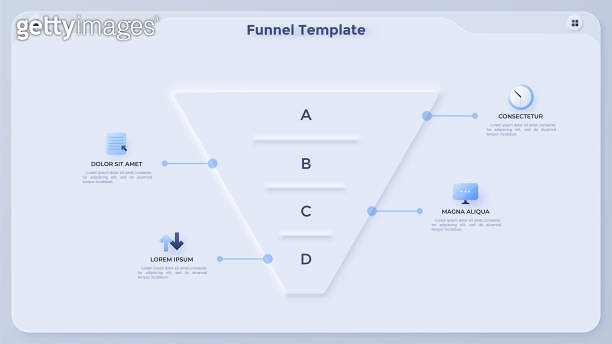 Funnel diagram or inverted pyramid chart divided into four layers ...
