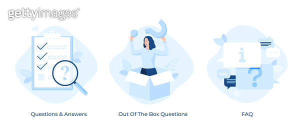 Guidance and Q and A collection - list with checkmarks, woman holding ...