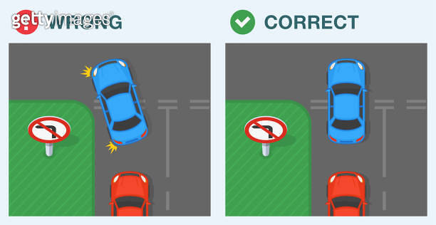 Safe driving tips and traffic regulation rules. Correct and incorrect ...