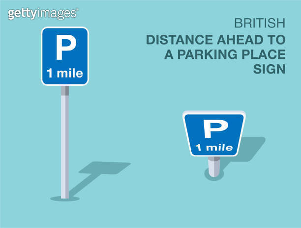 Traffic regulation rules. Isolated British "distance ahead to a parking ...