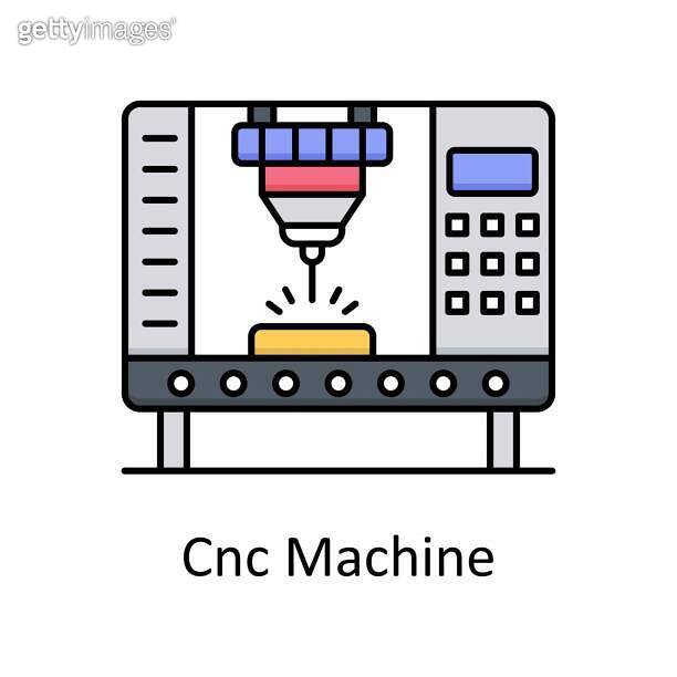 Cnc Machine vector outline icon design illustration. Manufacturing ...