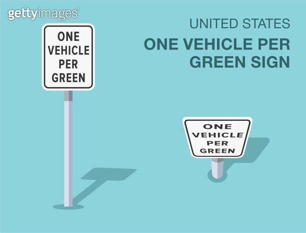 Traffic regulation rules. Isolated United States "One vehicle per green ...