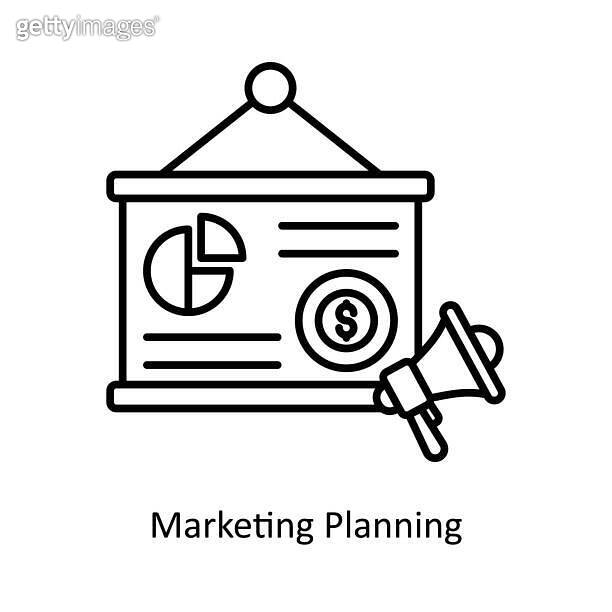 Marketing Planning vector outlineicon style illustration. Design and ...
