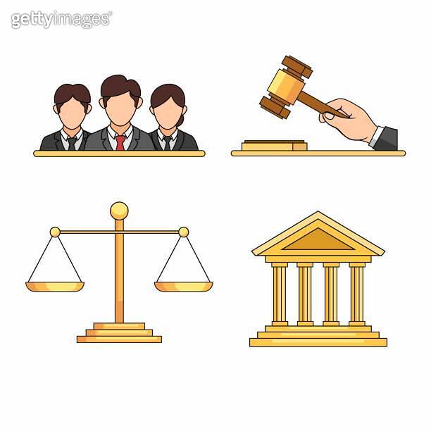 Constitution Law Symbol Set Cartoon Illustration Vector 이미지 (2161463596 ...