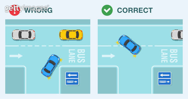 Safe driving tips and traffic regulation rules. Correct and wrong ...