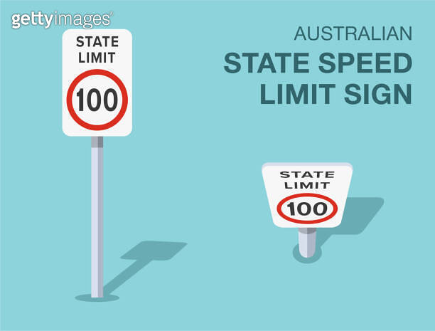 Traffic regulation rules. Isolated Australian "state speed limit" road ...