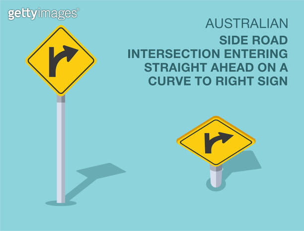 Traffic regulation rules. Isolated Australian "side road intersection ...