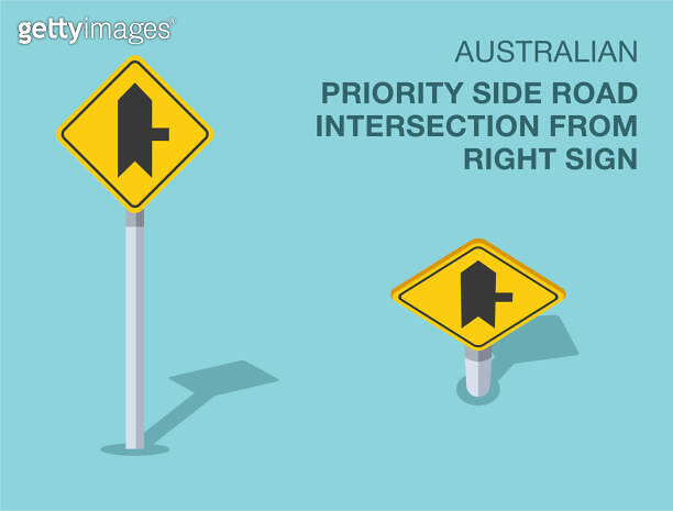 Traffic regulation rules. Isolated Australian "priority side road ...