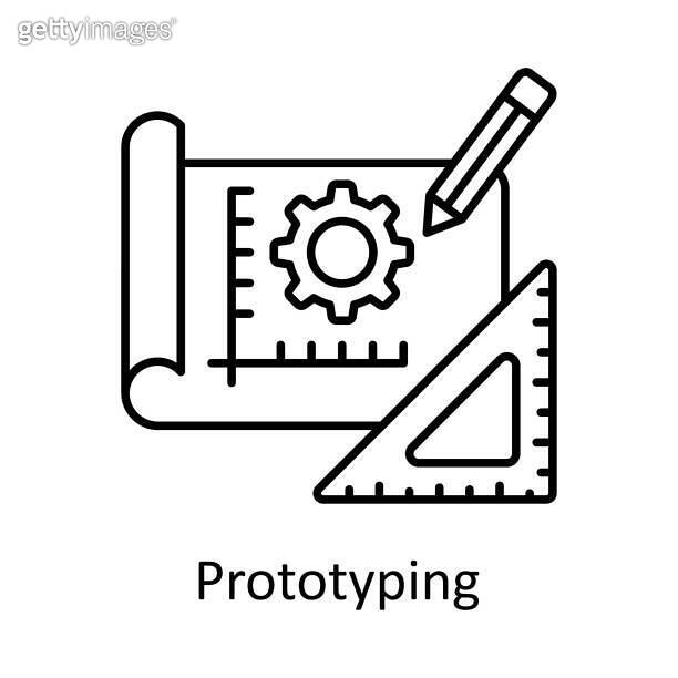 Prototyping vector outline icon design illustration. Manufacturing ...