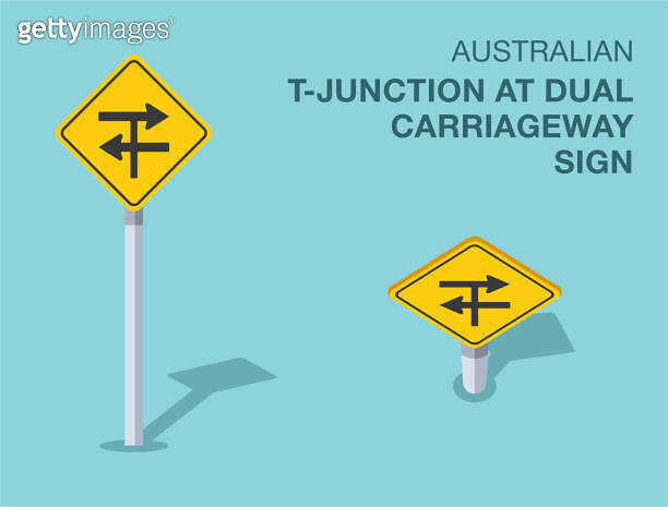 Traffic regulation rules. Isolated Australian "T-junction at dual ...