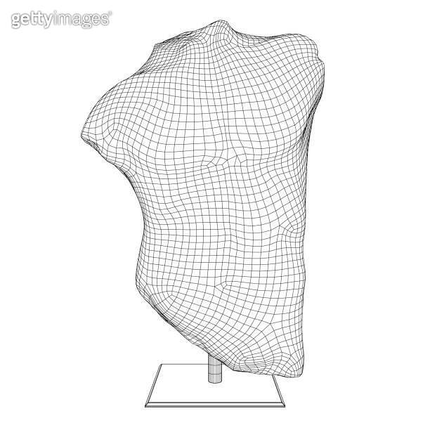 Vector Isolated Icon Antique Sculpture Antique Greek Statue Body Wireframe Icon Greek Male