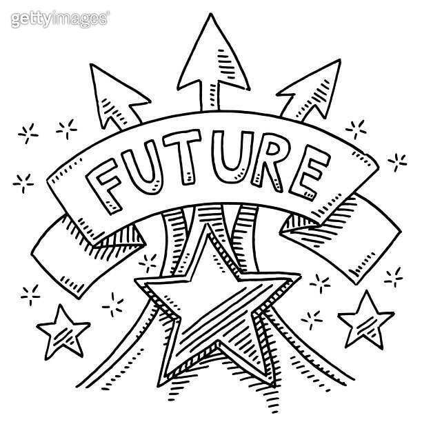Optimistic Future Label Symbol Drawing (2114273897) - 게티이미지뱅크
